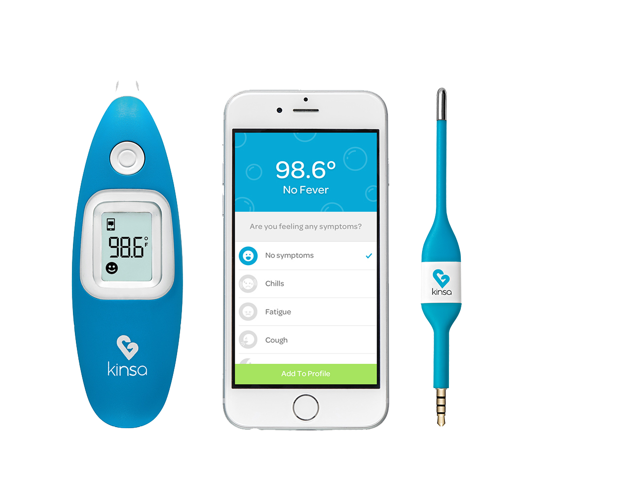 Das Kinsa Smart Thermometer mit Smartphone-Schnittstelle